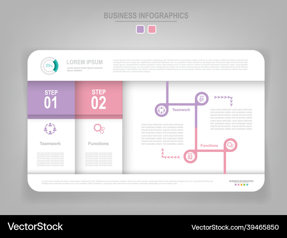 Infographic template of two steps on work sheet Vector Image