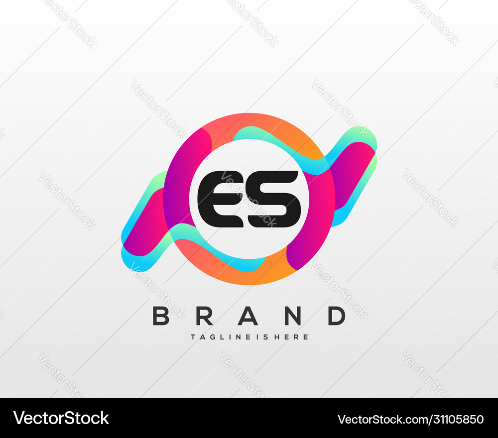 Letter es initial logo with colorful Royalty Free Vector