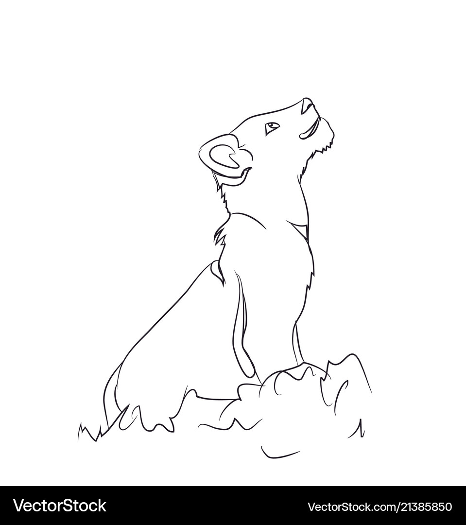Lion Cub - Cute Lines Art Royalty Free Vector Image