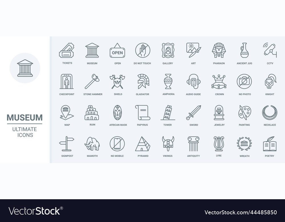 Museum thin line icons set art gallery exhibition Vector Image Museum thin line icons set art gallery exhibition Vector Image