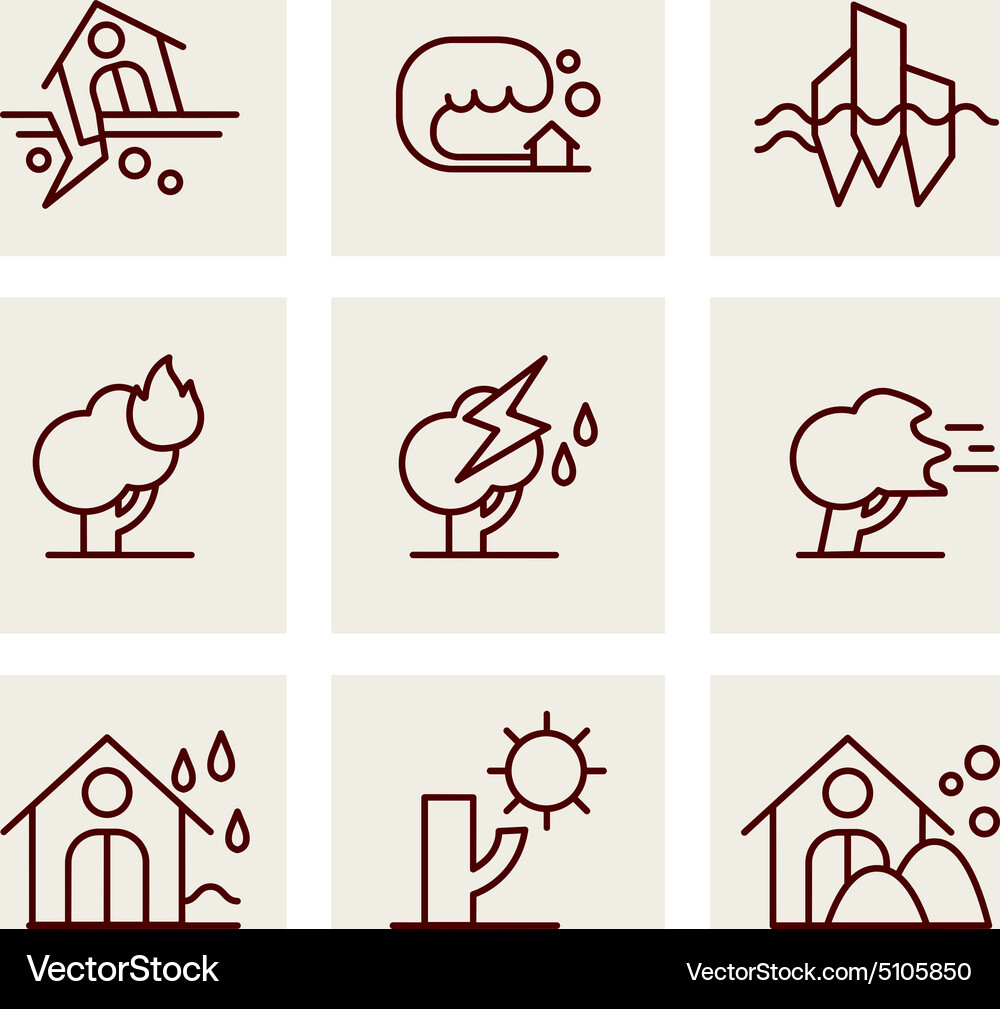 Natural disaster icons Royalty Free Vector Image