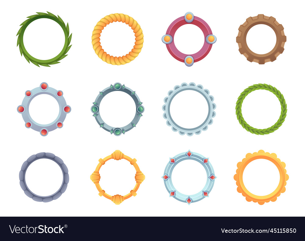 Round frames game design ui interface circle Vector Image