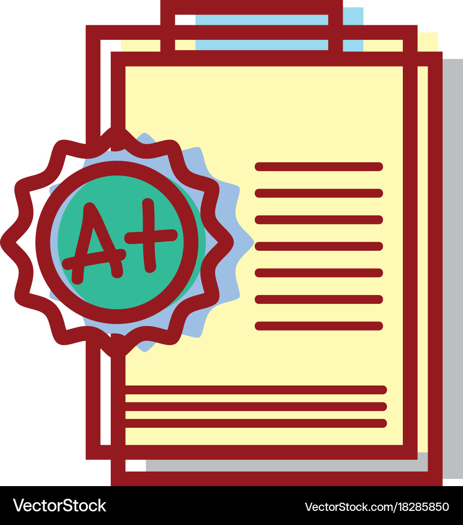 School report education with a plus result Vector Image