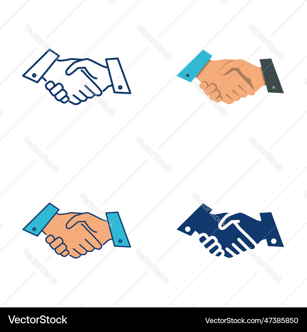 Shaking hands icon set in flat and line style Vector Image