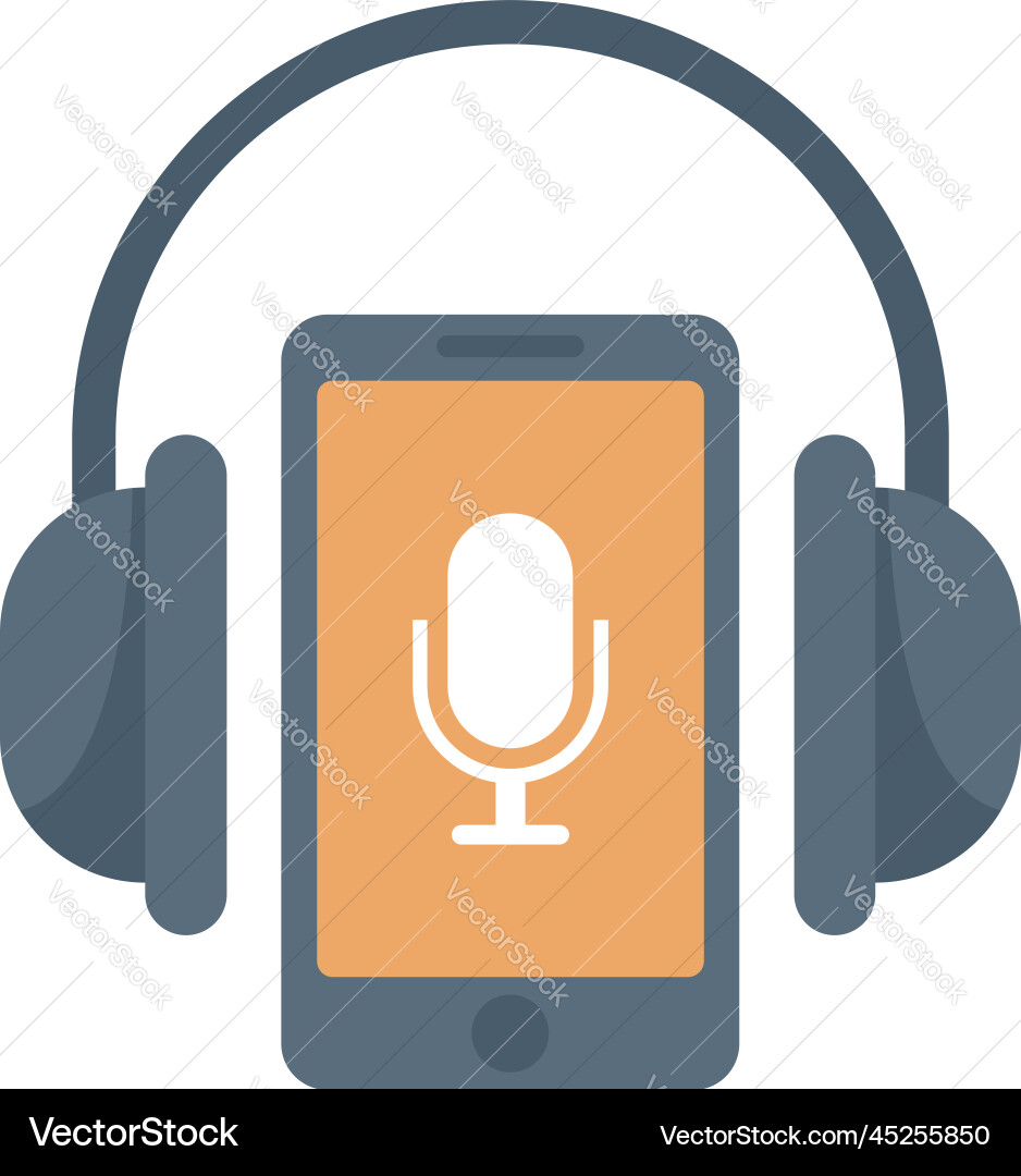 Smartphone podcast icon flat style Royalty Free Vector Image