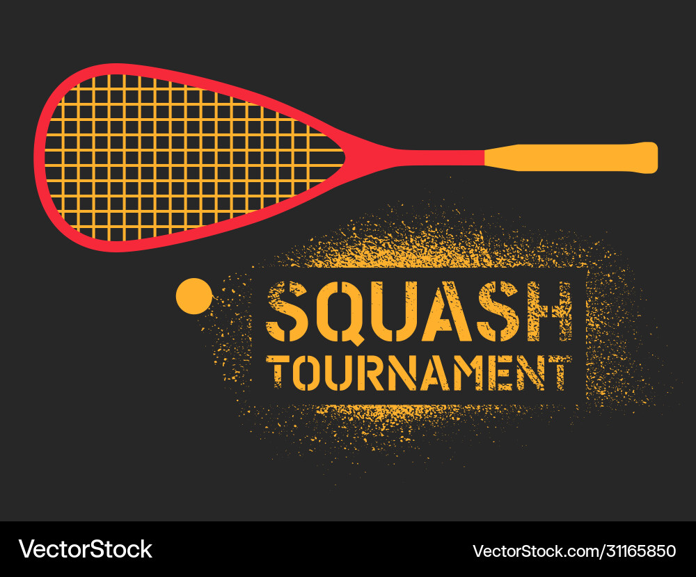 Squash tournament stencil spray style poster Vector Image