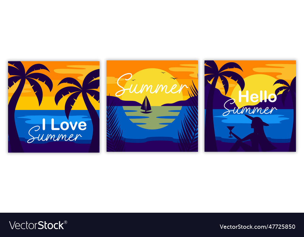 Summer postcards Royalty Free Vector Image - VectorStock