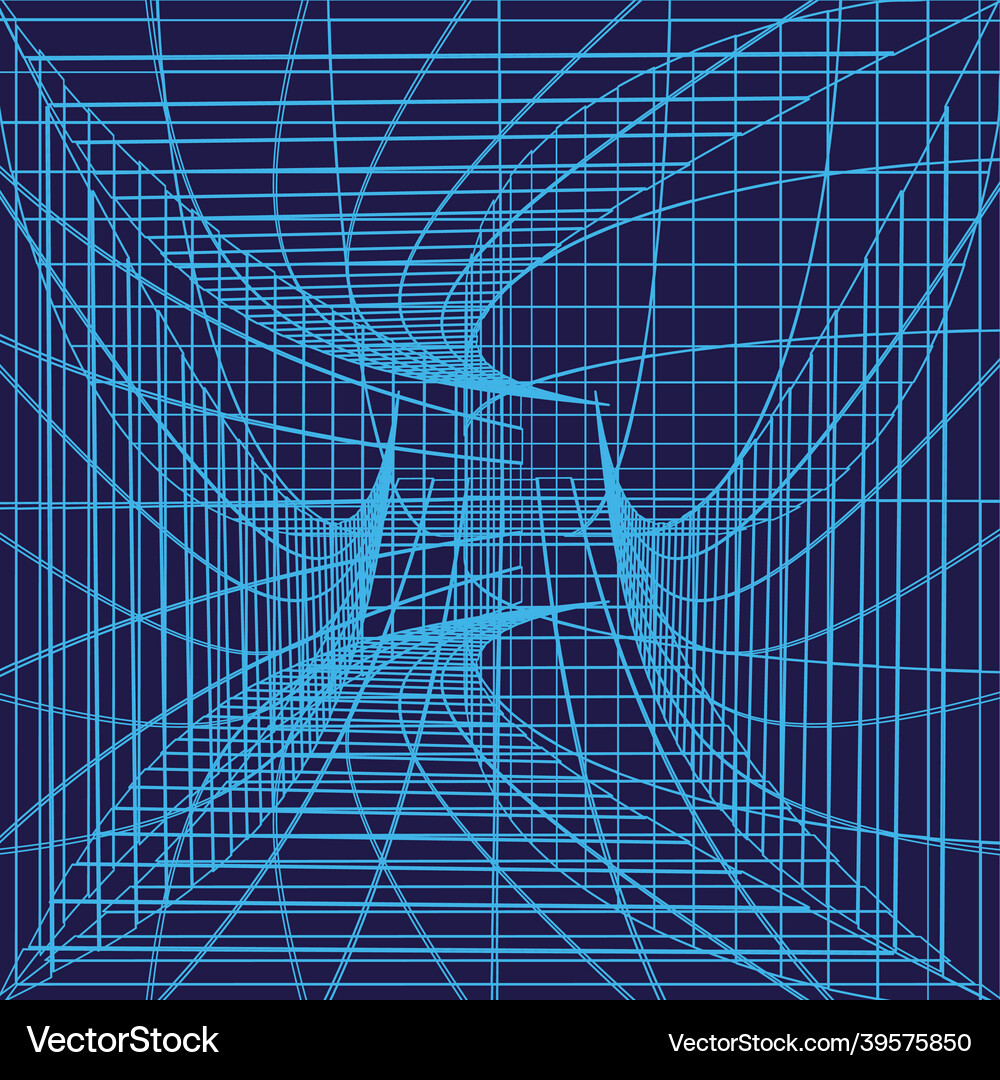 Tunnel or wormhole latticed wireframe 3d Vector Image