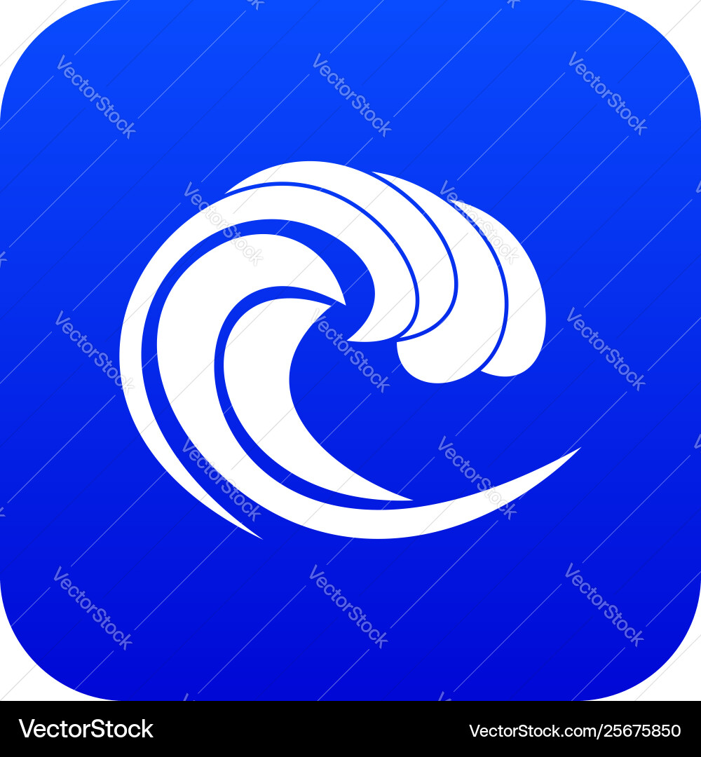 Wave sea tide icon digital blue Royalty Free Vector Image