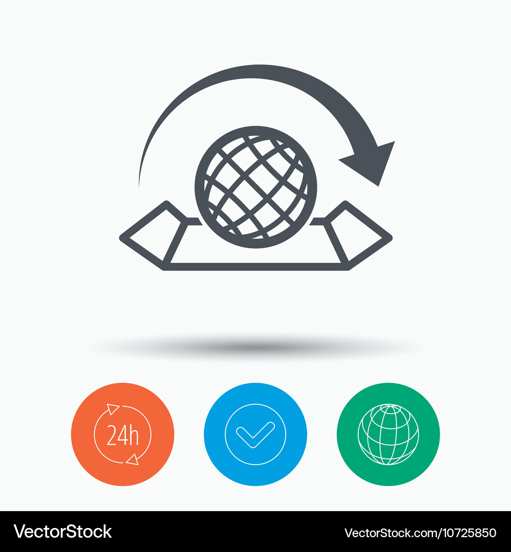 World map icon globe with arrow sign Royalty Free Vector