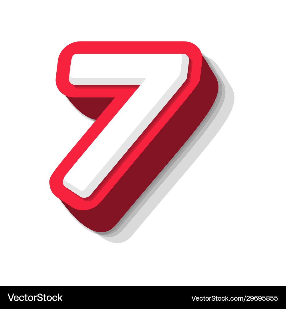 3d bold funny number 7 heavy type for modern Vector Image