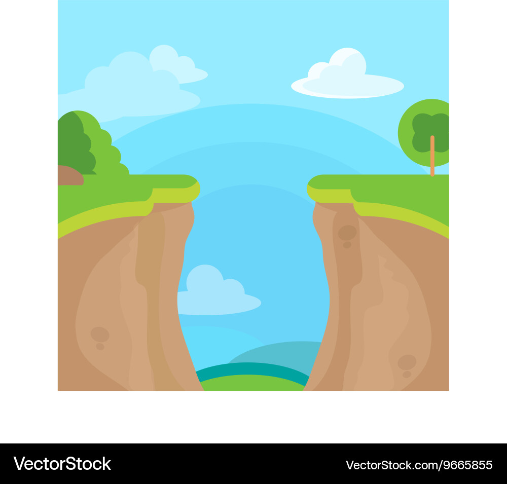 Abyss or cliff concept with trees sky and clouds Vector Image