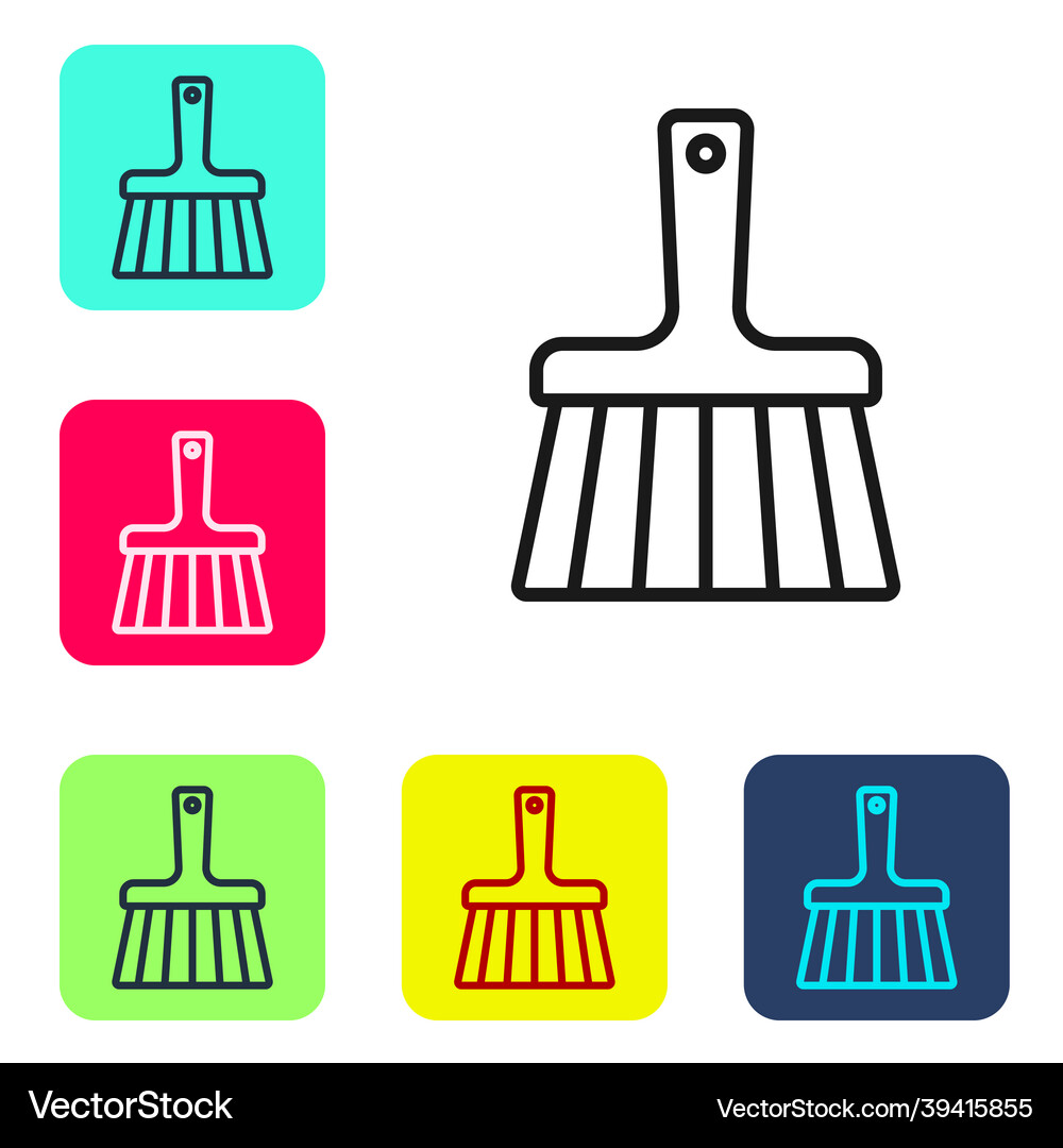 Black line handle broom icon isolated on white Vector Image