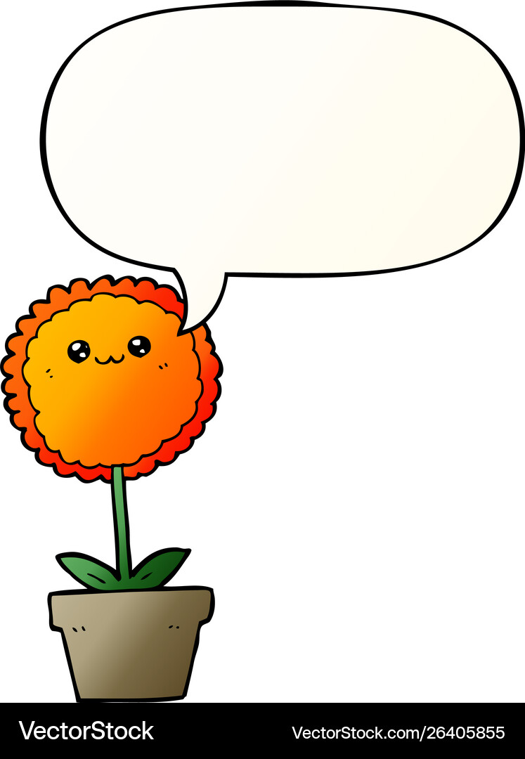 Cartoon flower and speech bubble in smooth Vector Image