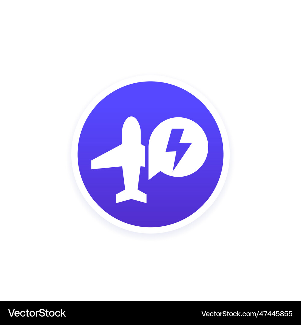 Electric plane aircraft icon Royalty Free Vector Image