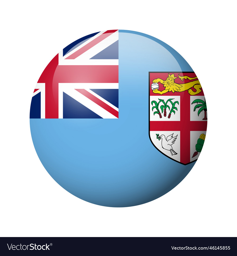 Glossy circle badge flag of fiji Royalty Free Vector Image Glossy circle badge flag of fiji Royalty Free Vector Image