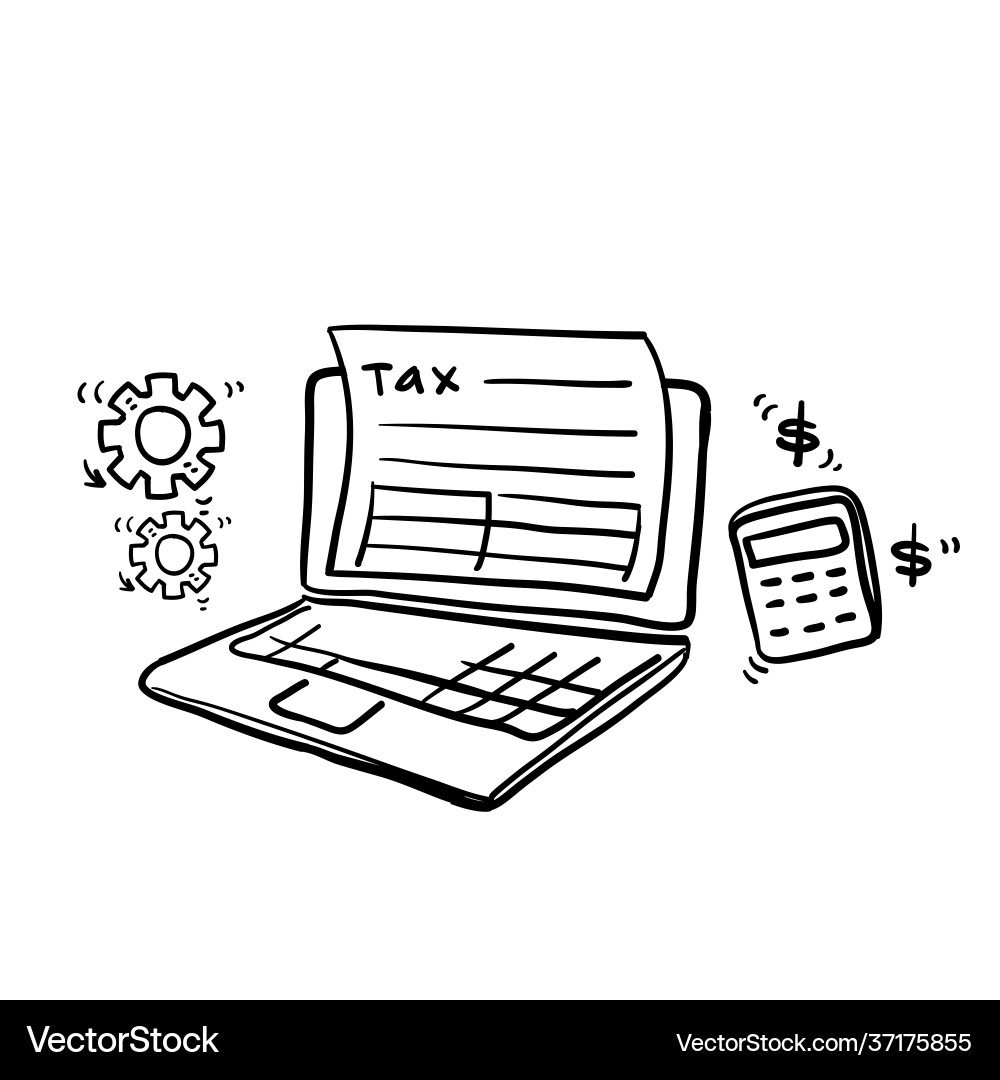 Hand drawn doodle tax related isolated Royalty Free Vector