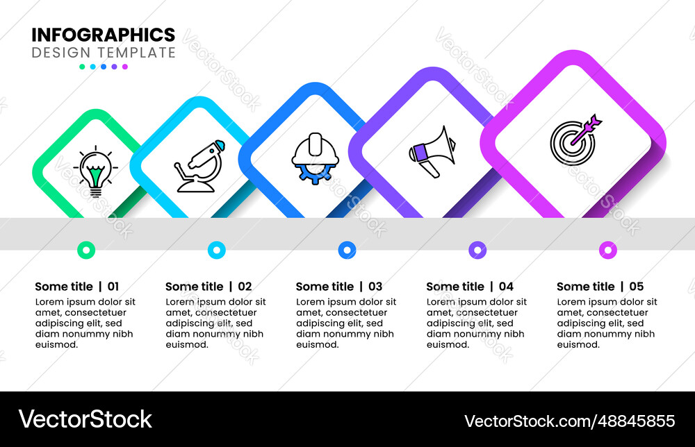 Infographic template 5 squares with icons Vector Image
