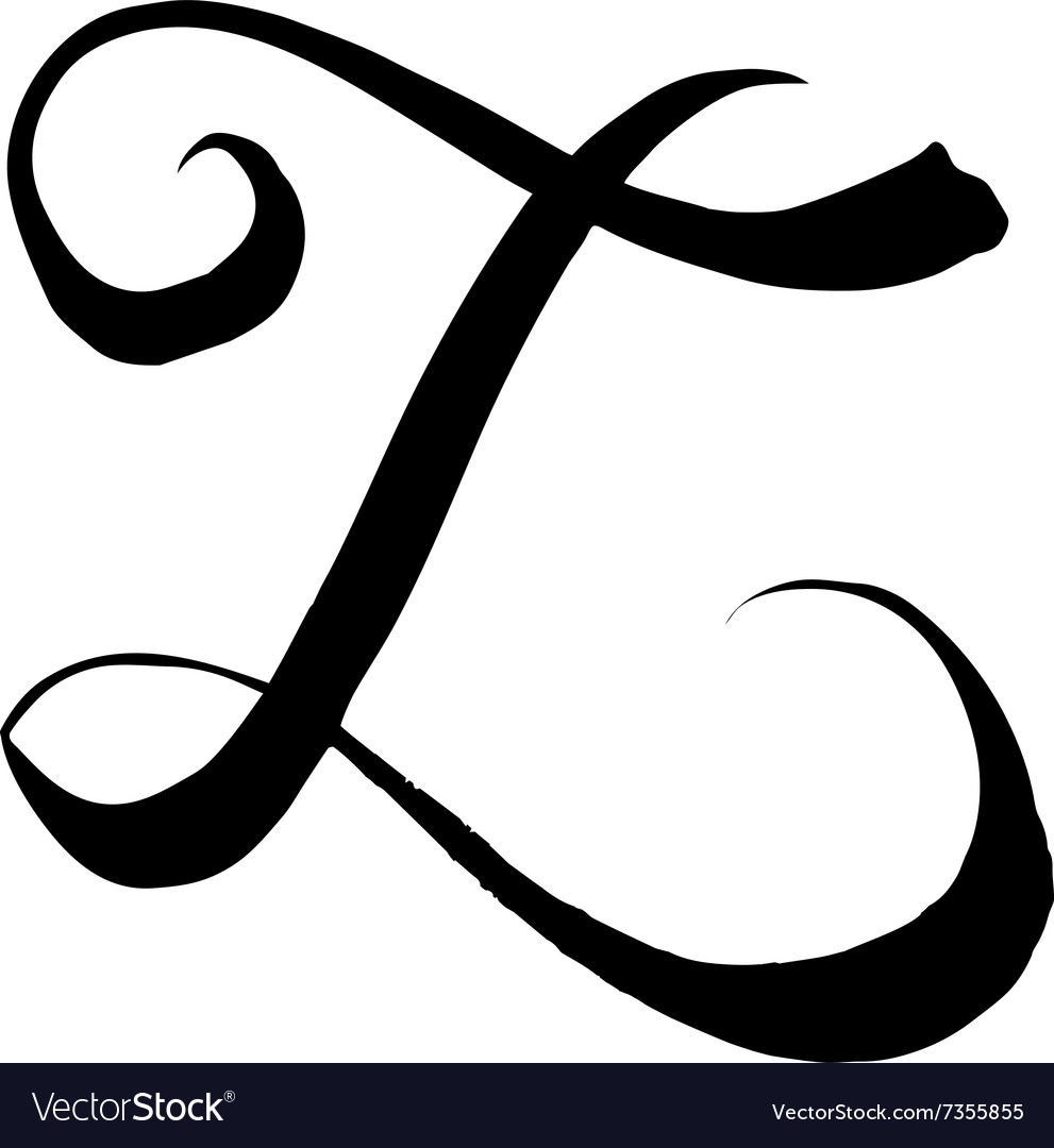 Letter Z Script Hand Drawn Letters Royalty Free Vector