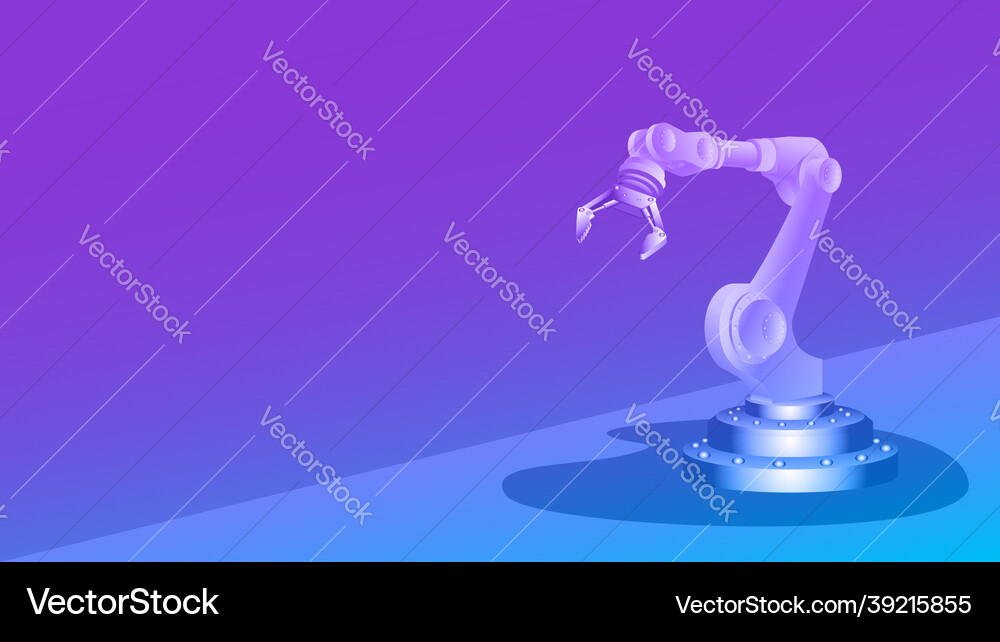 Mechanical robotic arm with gripper and copy Vector Image