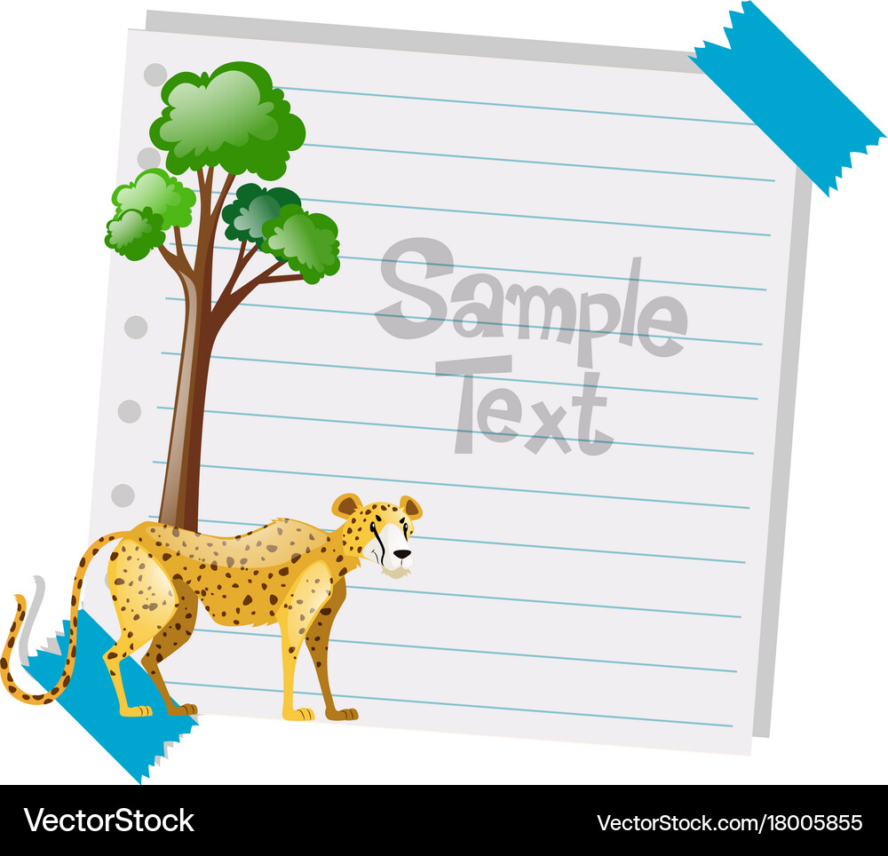 Paper template with cheetah in background Vector Image