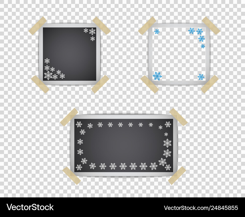 Photo frame templates with shadow and snowflake Vector Image