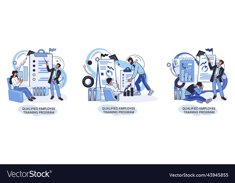 Qualified employee training program refresher Vector Image