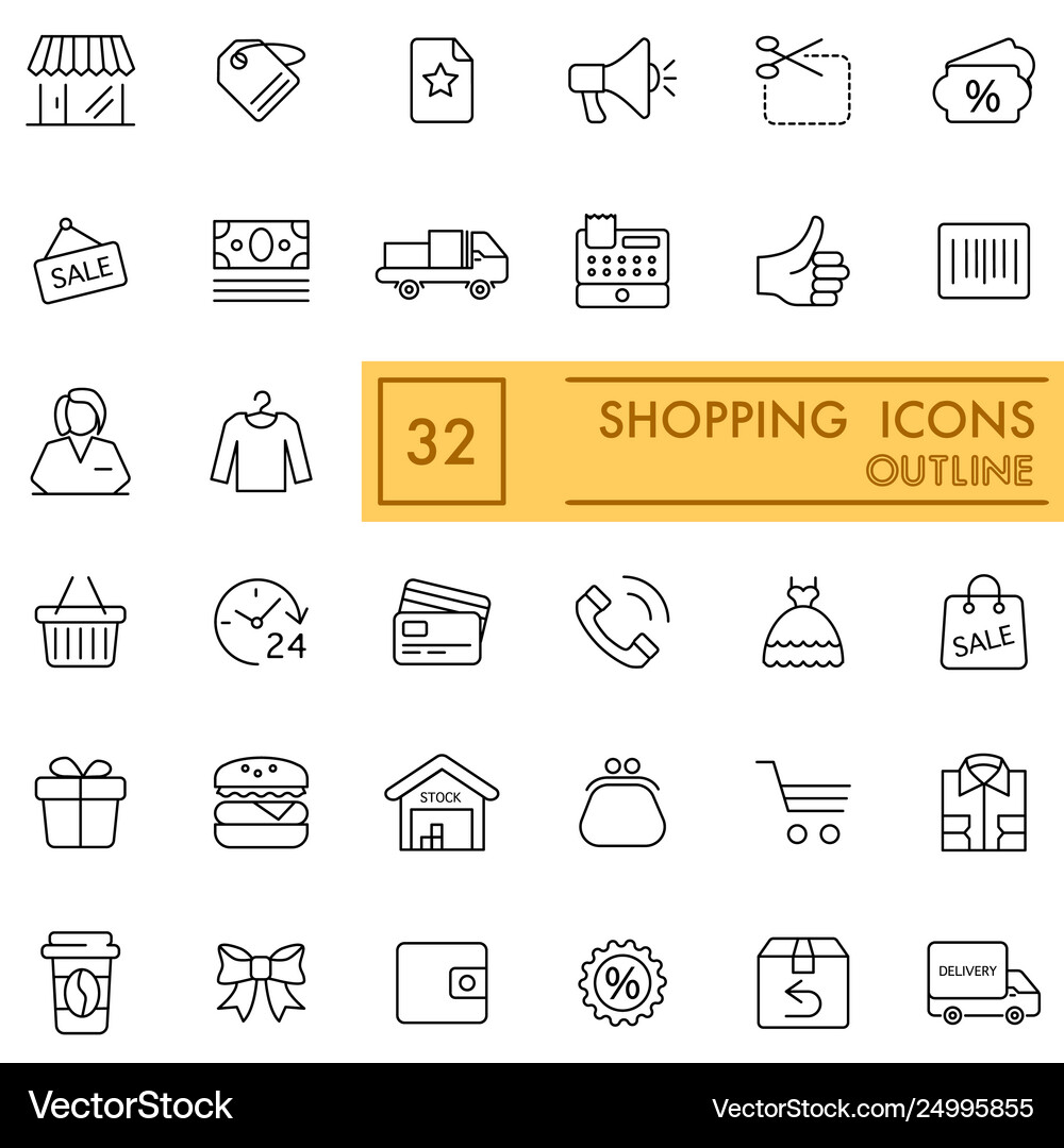 Shopping icons set thin flat icons Royalty Free Vector Image
