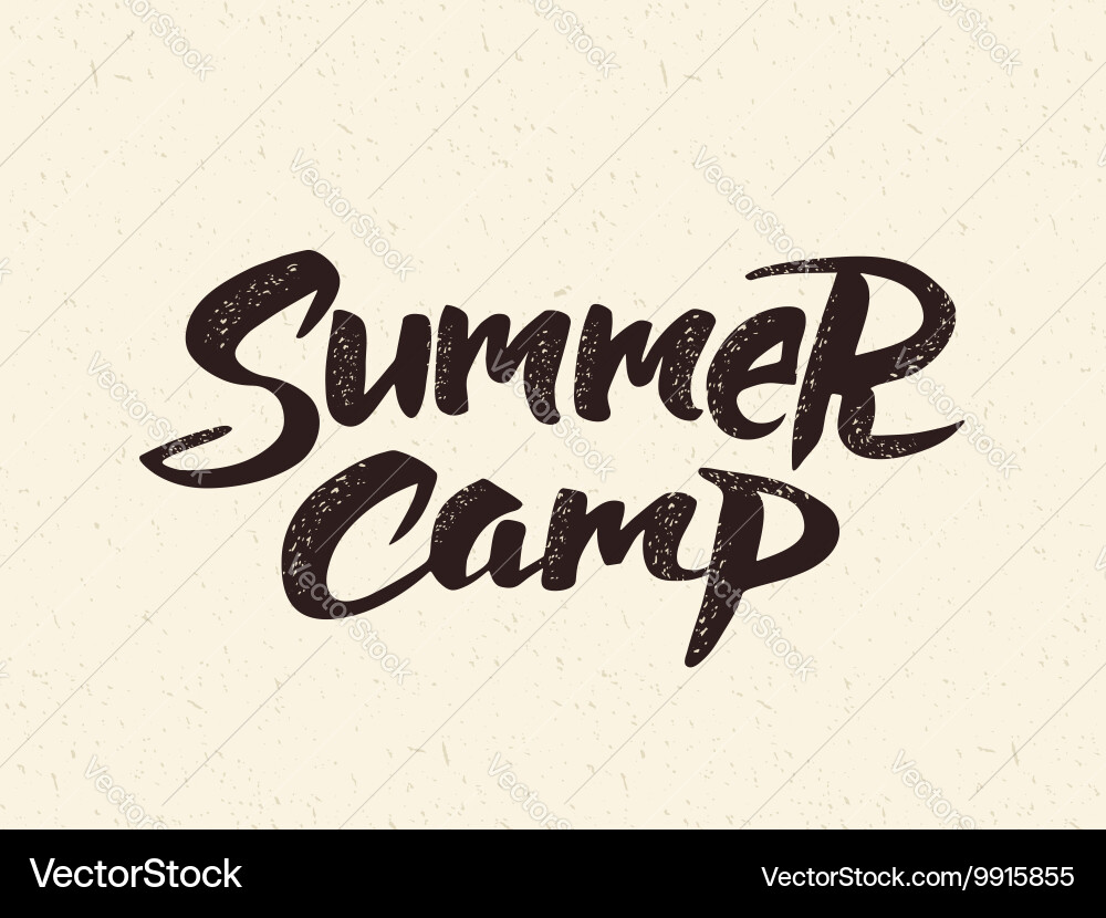 Summer camp hand drawn brush lettering Royalty Free Vector