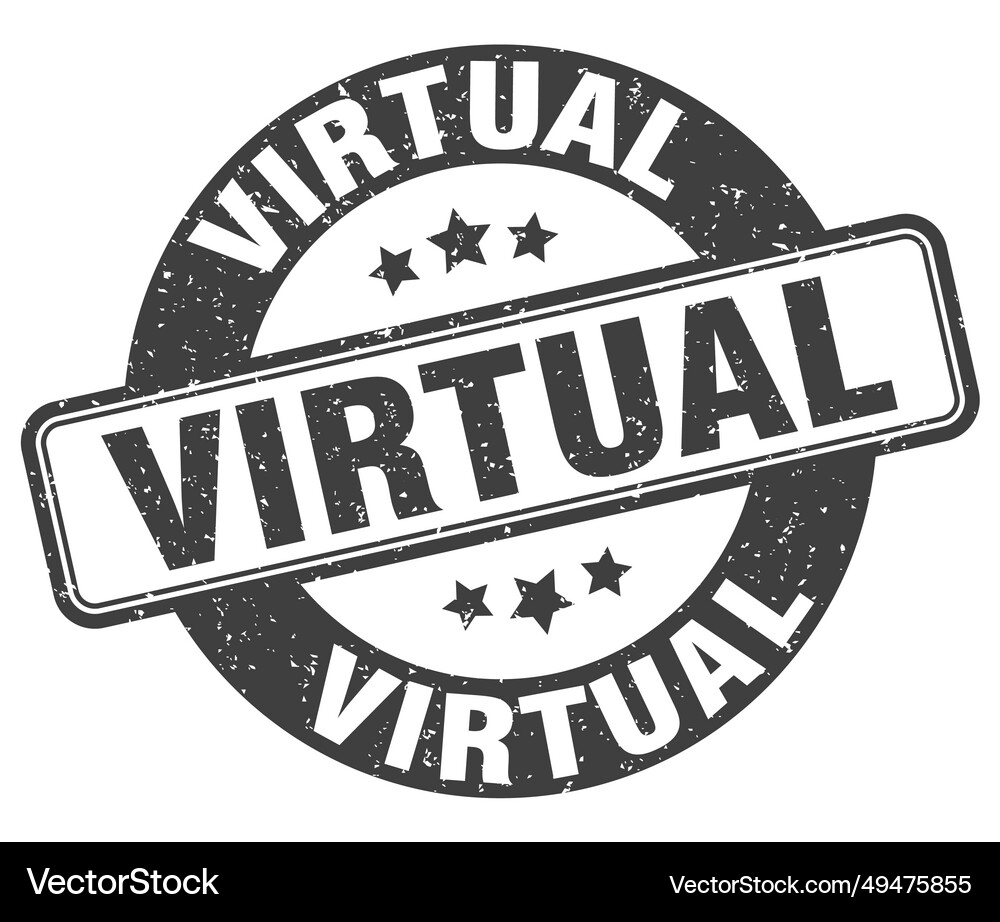 Virtual stamp label round grunge sign Royalty Free Vector