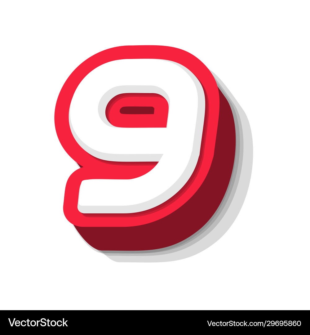 3d bold funny number 9 heavy type for modern Vector Image