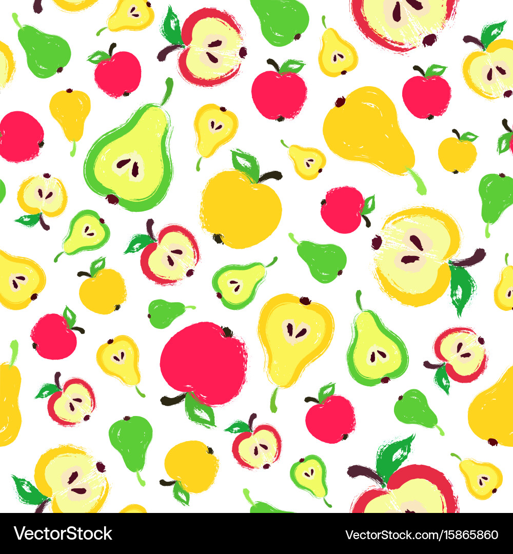 Apple pear background painted pattern Royalty Free Vector