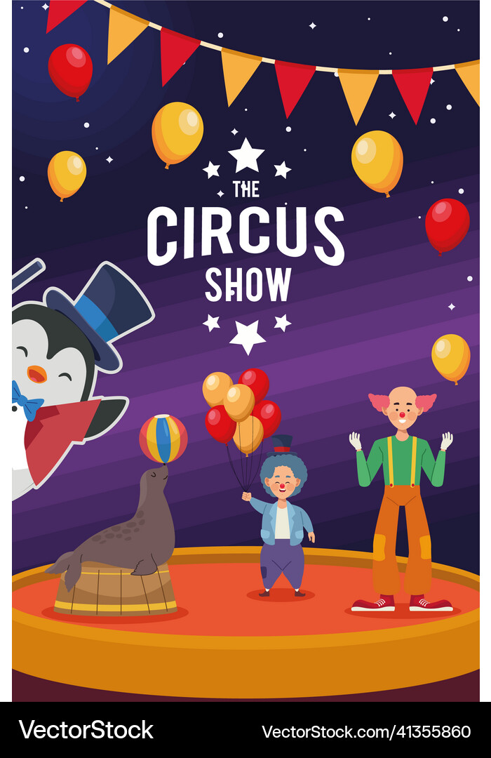 Circus show lettering and garlands Royalty Free Vector Image