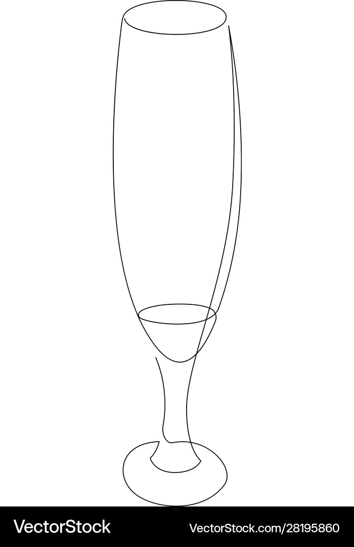 Continuous one line drawing glass with cocktail Vector Image