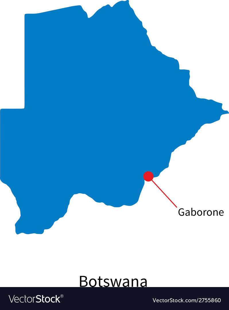 Detailed map botswana and capital city gaborone Vector Image