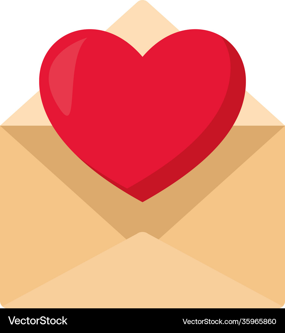 Envelope with one heart coming out Royalty Free Vector Image