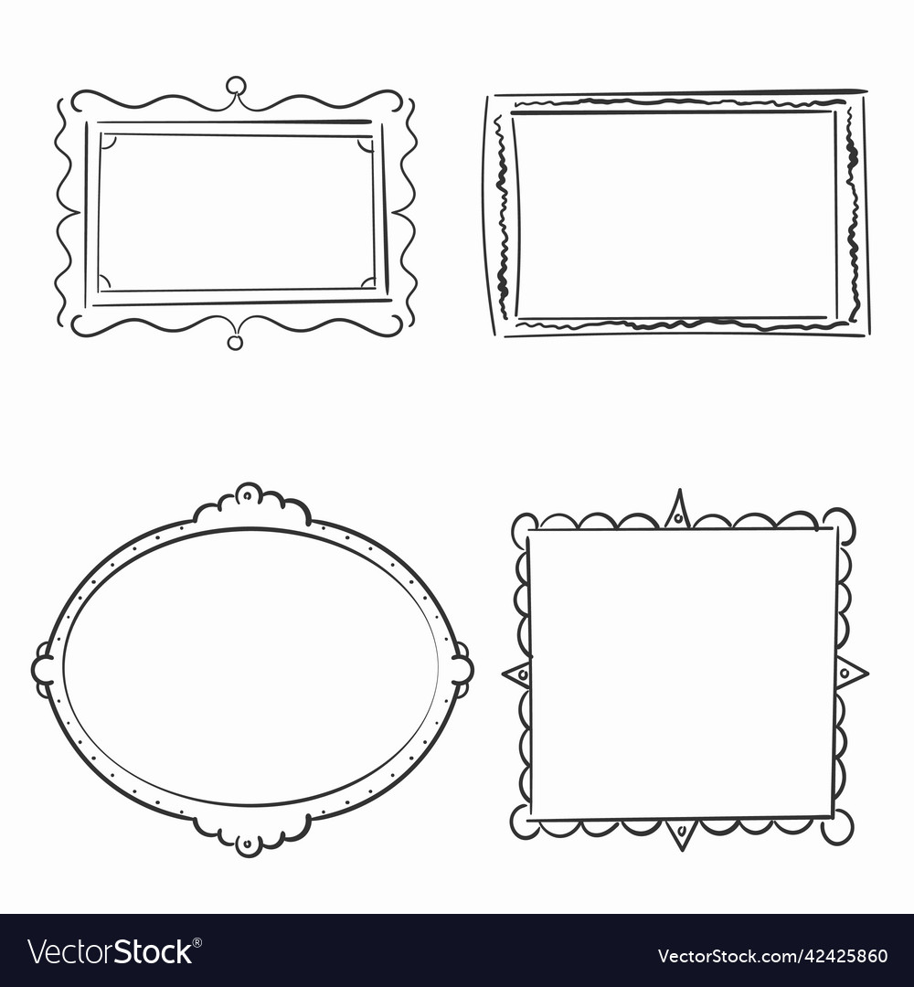 Hand drawn frames square borders scribble doodle Vector Image