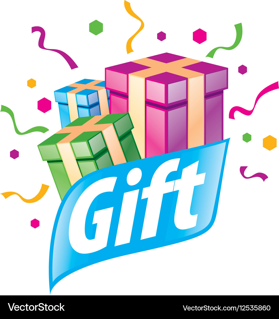 Logo box with gifts Royalty Free Vector Image - VectorStock