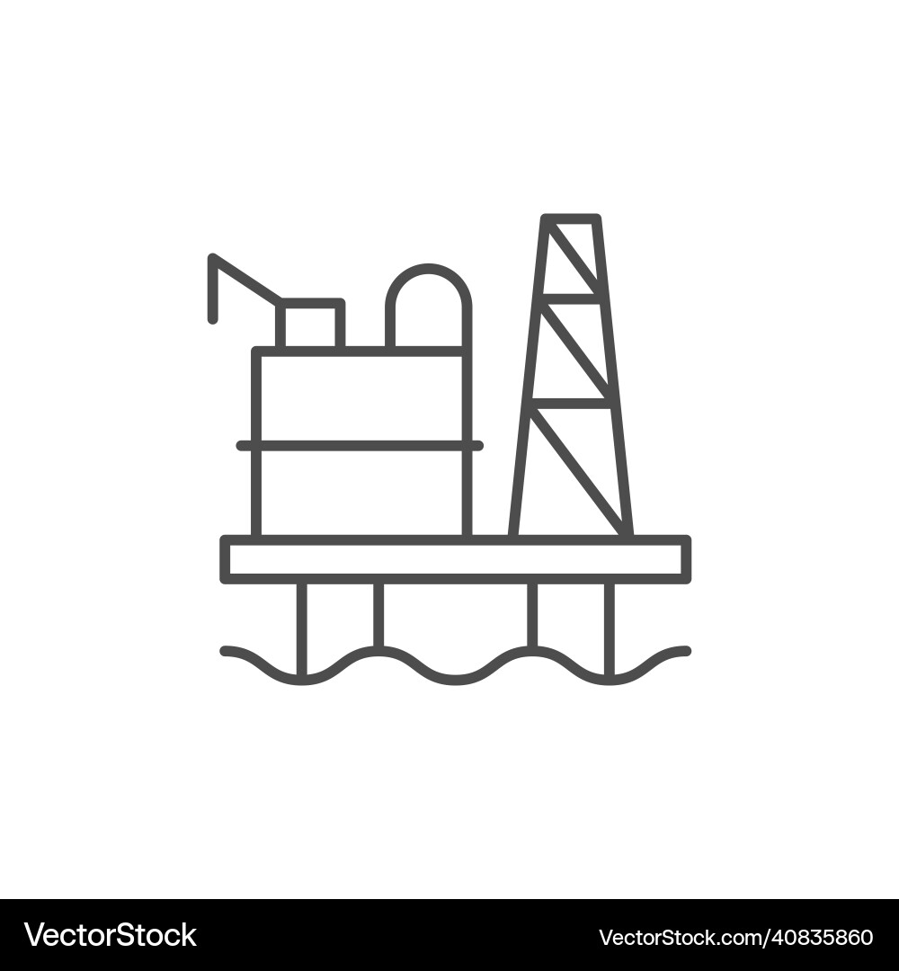 Oil platform line outline icon Royalty Free Vector Image