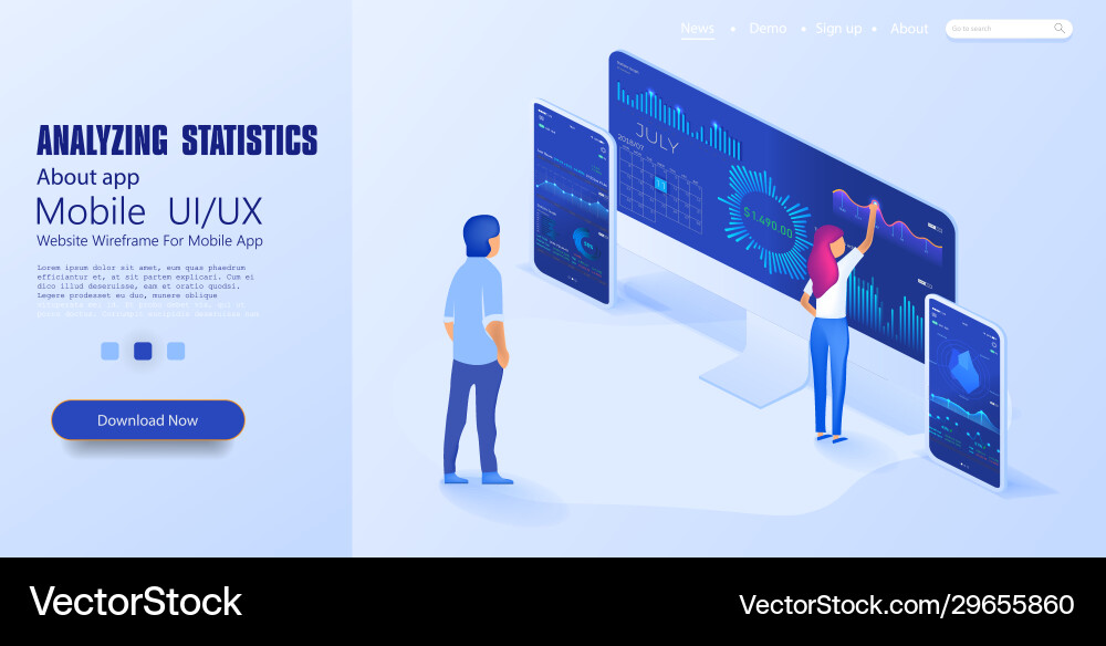 Online statistics and data analytics digital Vector Image