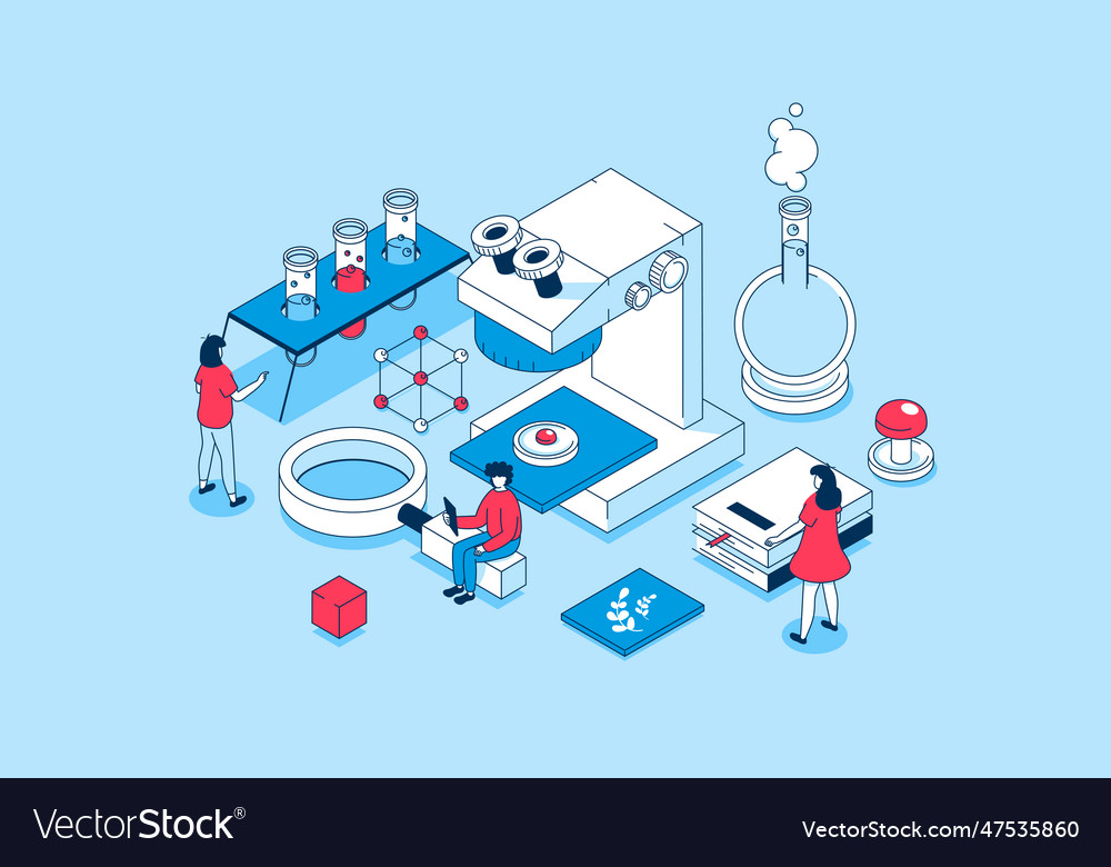 Science laboratory concept in 3d isometric design Vector Image