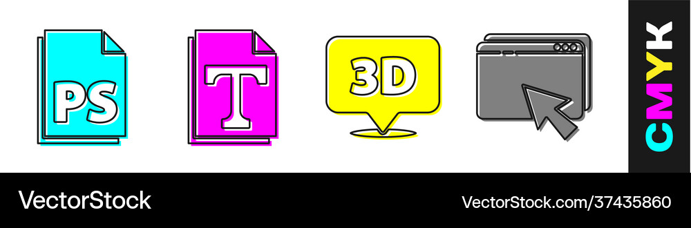 Set ps file document text file document speech Vector Image