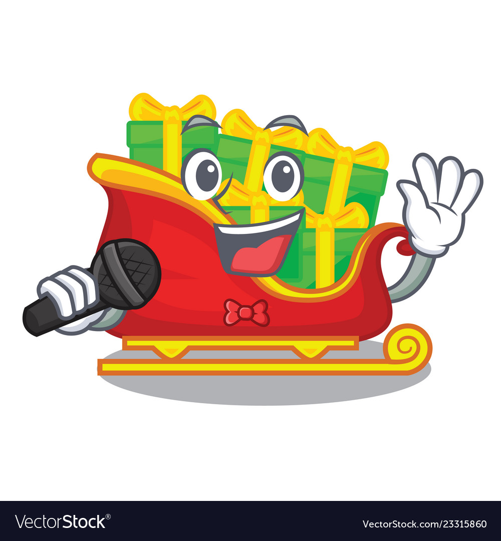 Singing santa sleigh with christmas character Vector Image