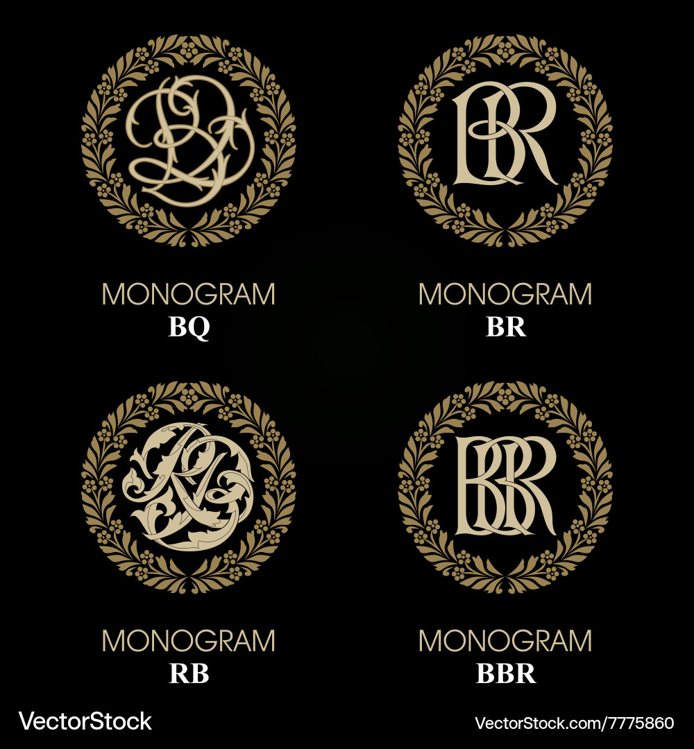 Vintage monograms - 4 sets - monograms series Vector Image