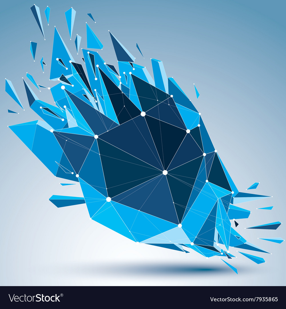 3d digital wireframe spherical object broken Vector Image