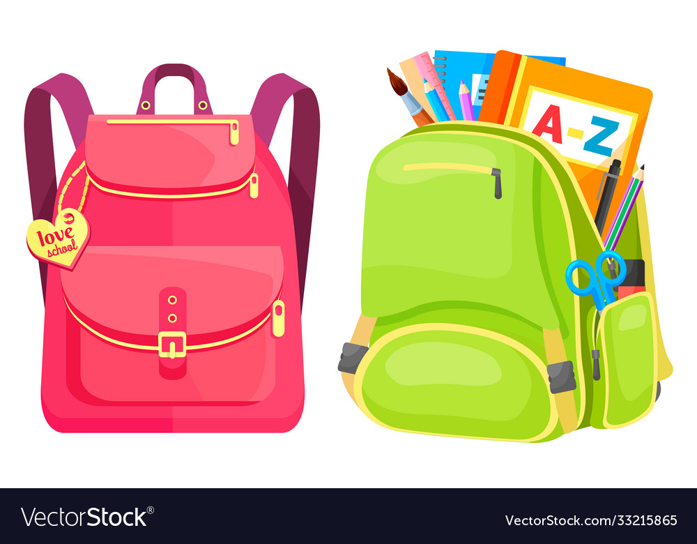Colored school backpack back Royalty Free Vector Image