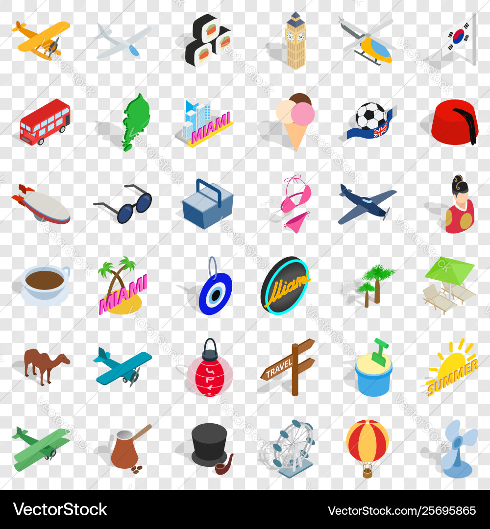Florida icons set isometric style Royalty Free Vector Image