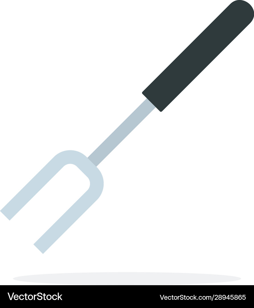Fork for frying meet flat isolated Royalty Free Vector Image