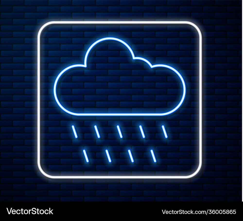 Glowing neon line cloud with rain icon isolated Vector Image