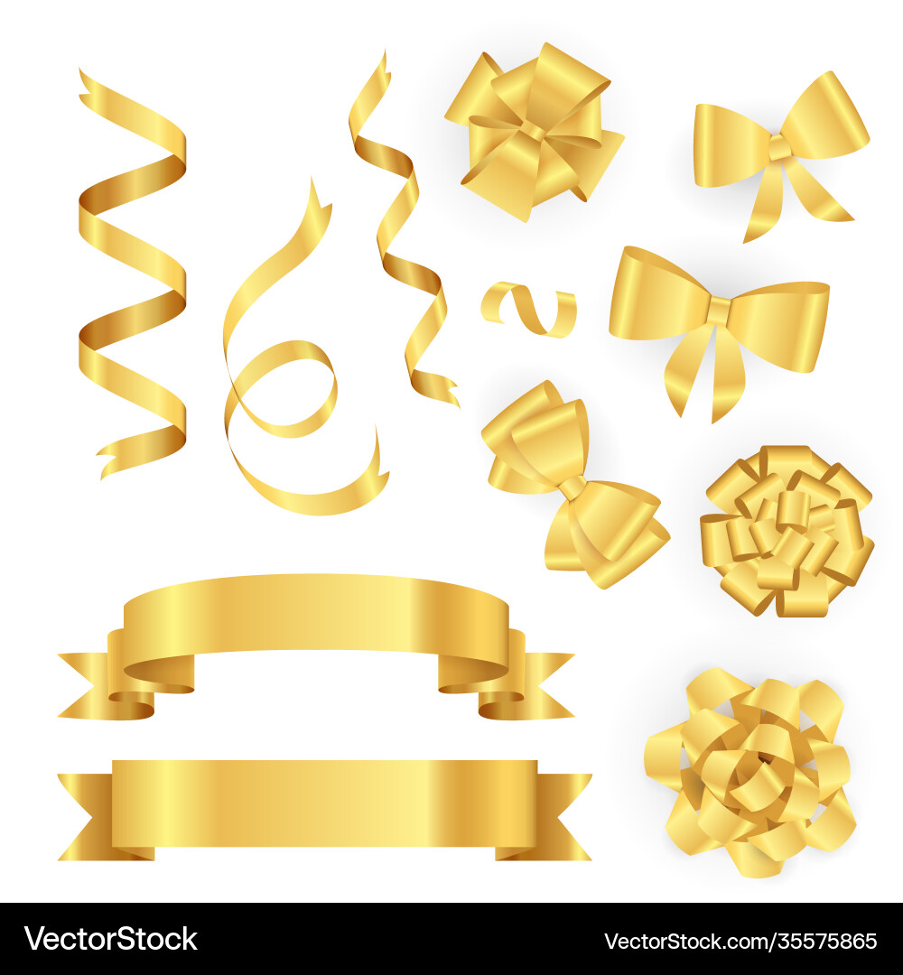 Golden ribbons for gift packing Royalty Free Vector Image